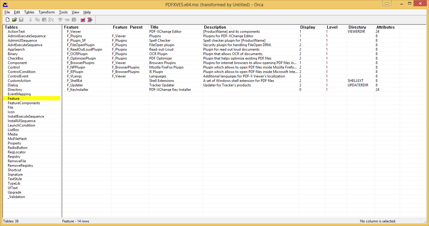 PDF-XChange Co Ltd :: Knowledge Base :: How do I modify an MSI installer using a transform file?